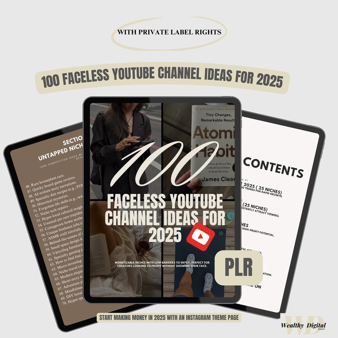 100 Faceless Youtube Channel Ideas 2025 (PLR Resell Guide) - Etsy