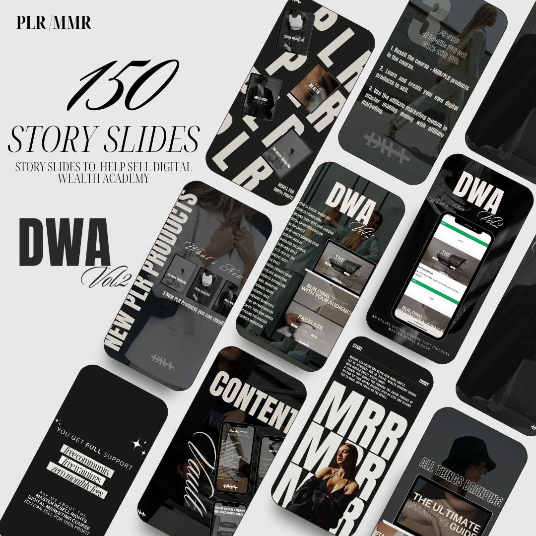150 Dwa Mega Bundle Instagram Story Slides PLR/MMR | Digital Wealth Academy | Digital Product ...