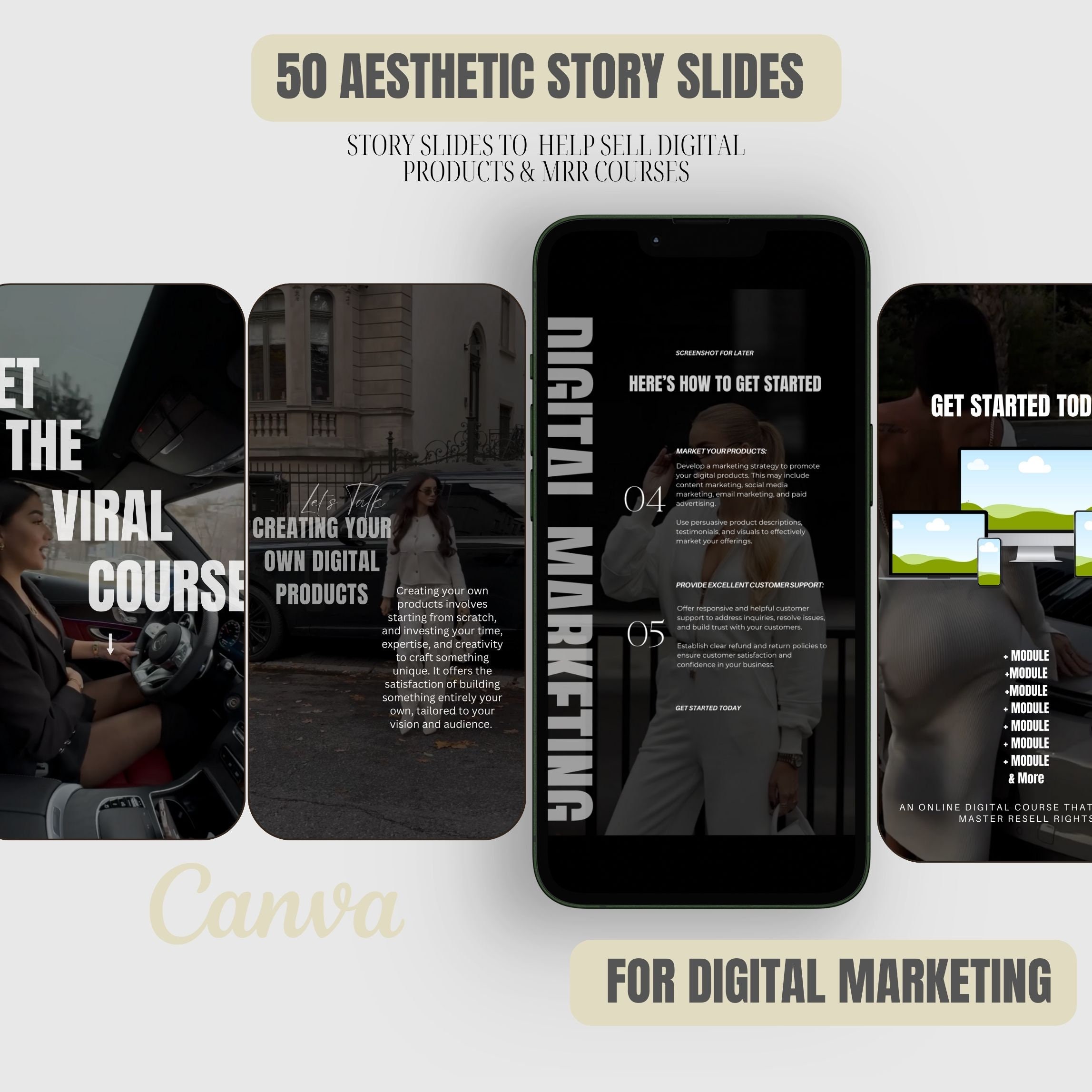 50 Aesthetic Story Slides for Digital Marketing+ Pinterest ,canva ...