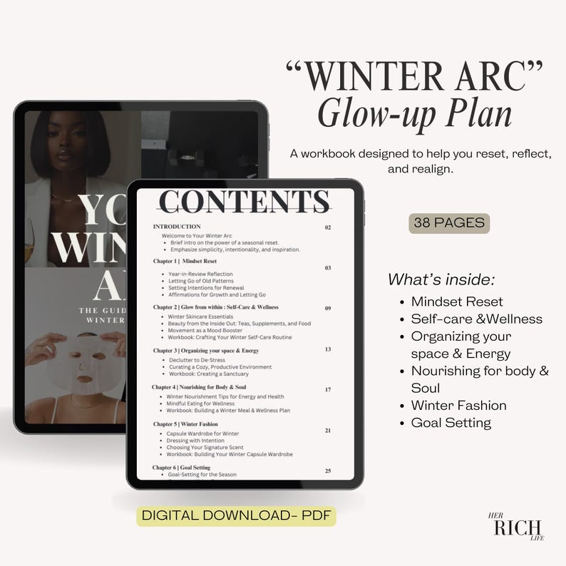 2025 Winter Arc Glow-up Workbook: Seasonal Self-care Planner (digital ...