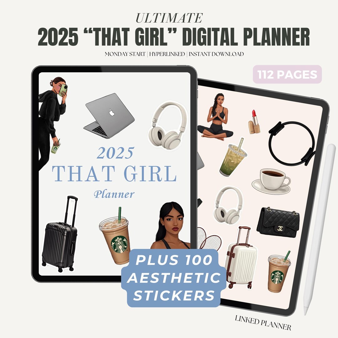 2025 That Girl Digital Planner Goodnotes, Hyperlinked Simple Digital ...