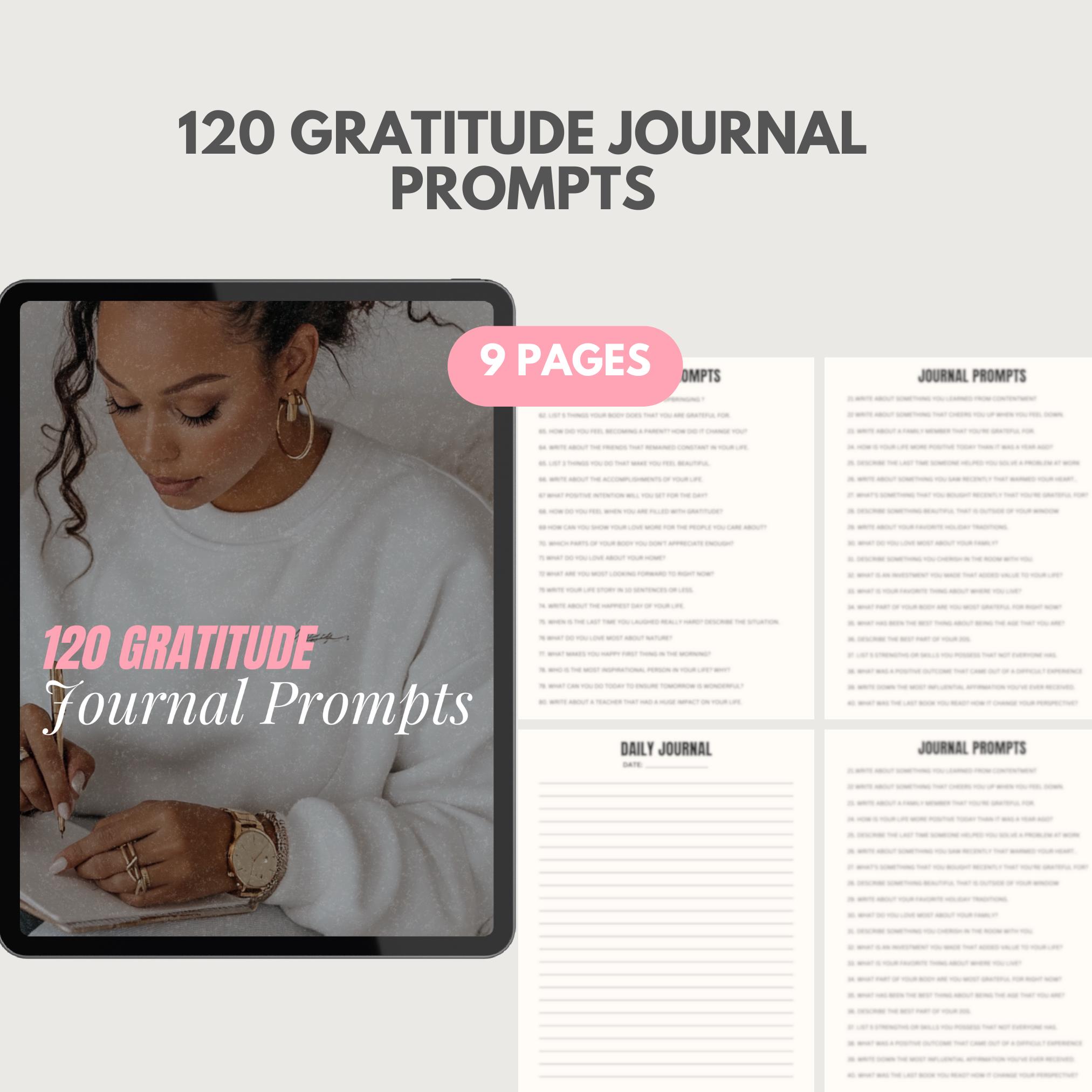 120 Gratitude Journal Prompts: Daily Mindfulness Ebook (digital ...