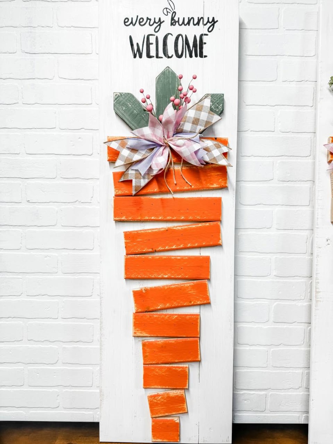 Handmade Spring Carrot Porch Leaner – 4ft Tall Wooden Easter Welcome ...