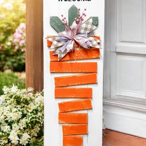 Handmade Spring Carrot Porch Leaner – 4ft Tall Wooden Easter Welcome ...