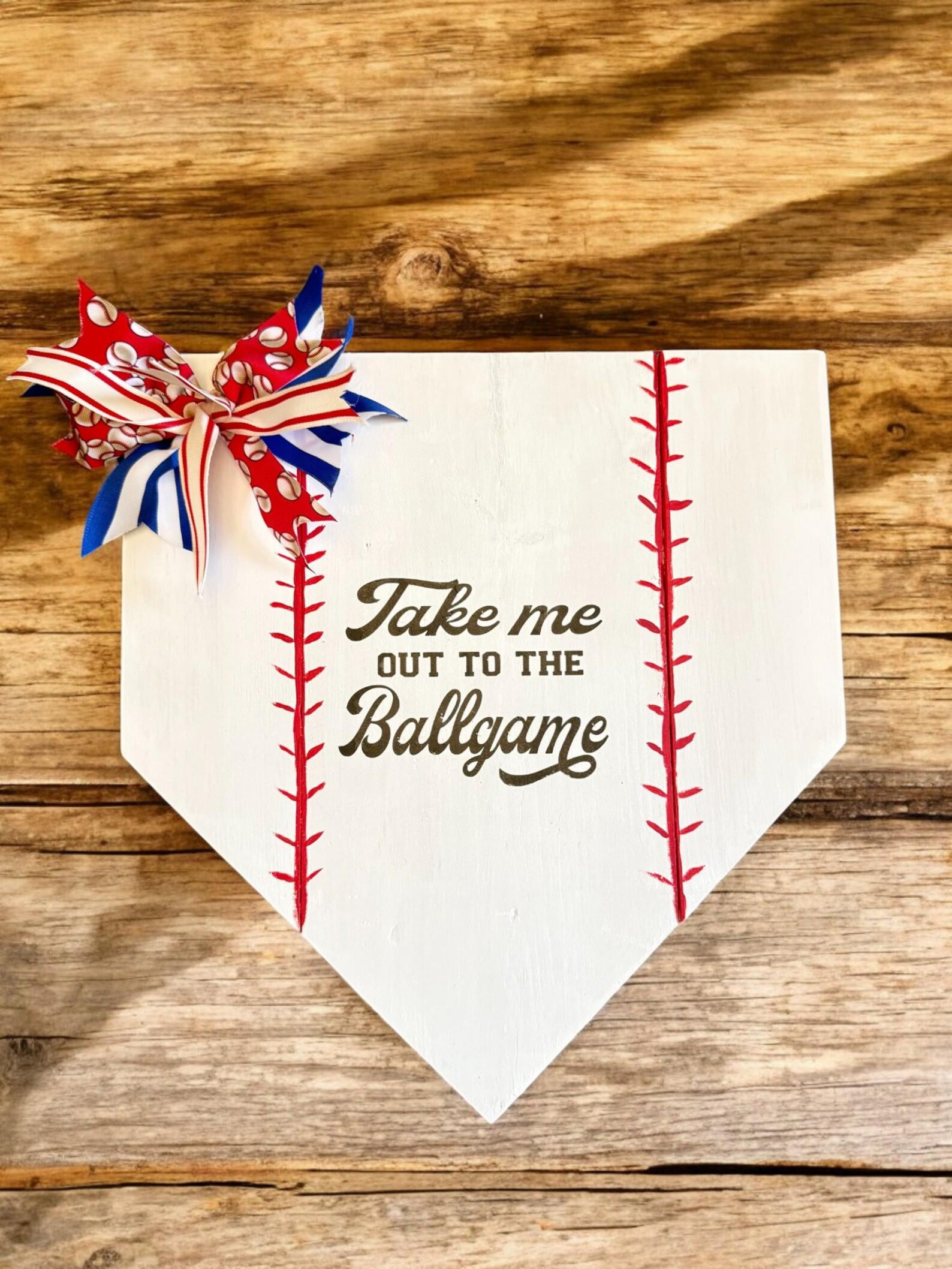 Baseball Door Hanger | Take Me Out to the Ballgame | Wooden Home Plate ...
