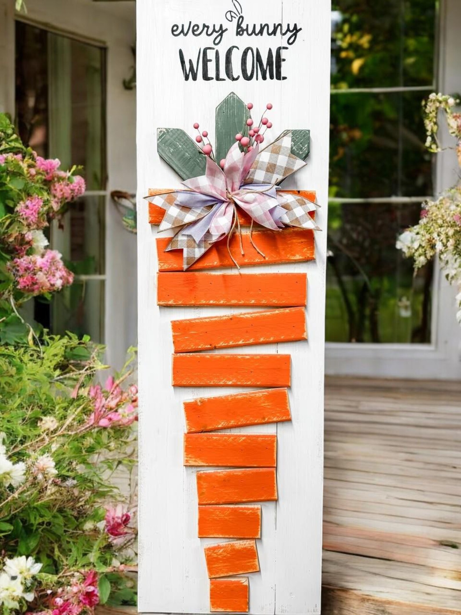 Handmade Spring Carrot Porch Leaner – 4ft Tall Wooden Easter Welcome ...
