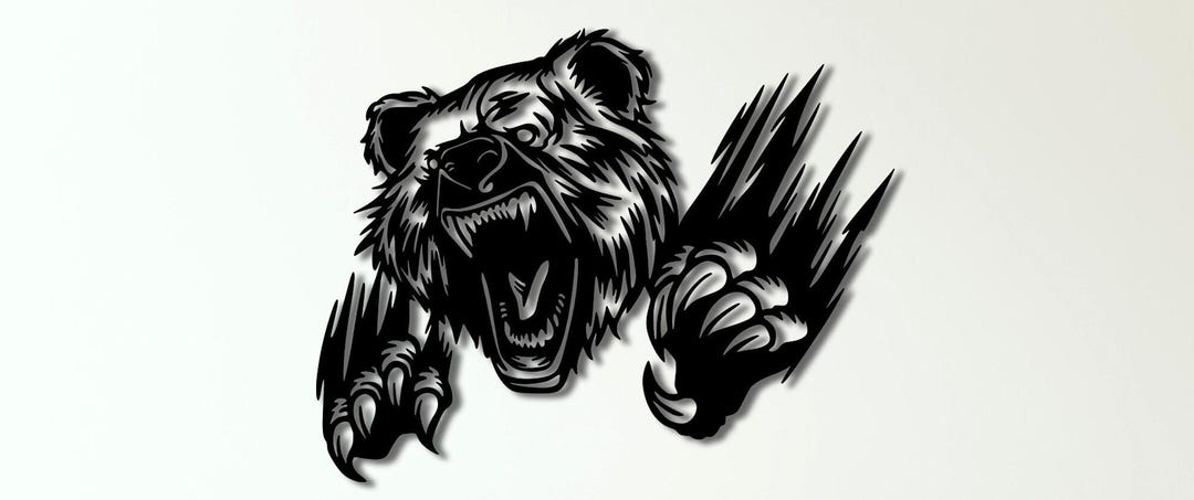 Aggressive Bear Metal Wall Art: Handmade Bar Sign, Man Cave Decor - Etsy
