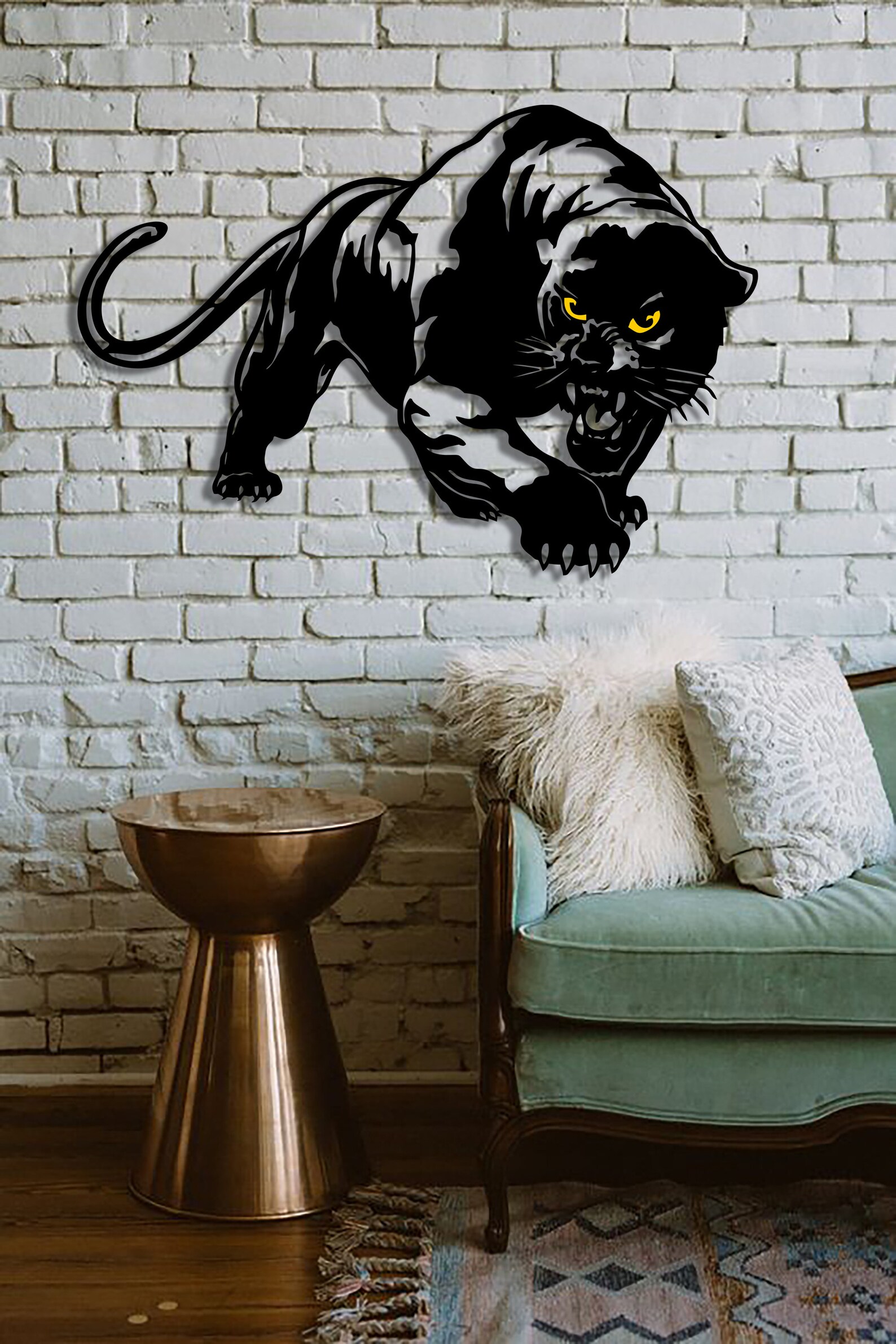 Colorful Black Panther Metal Wall Art: Wildlife Decor - Etsy