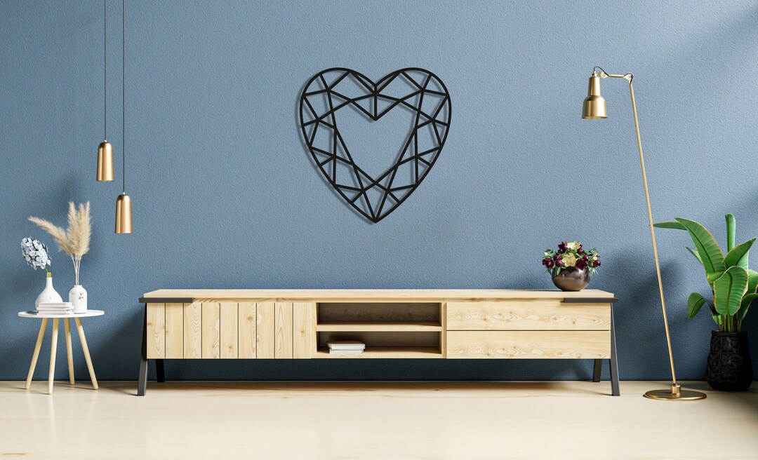 Geometric Heart Metal Wall Art: Modern Love Decor - Etsy