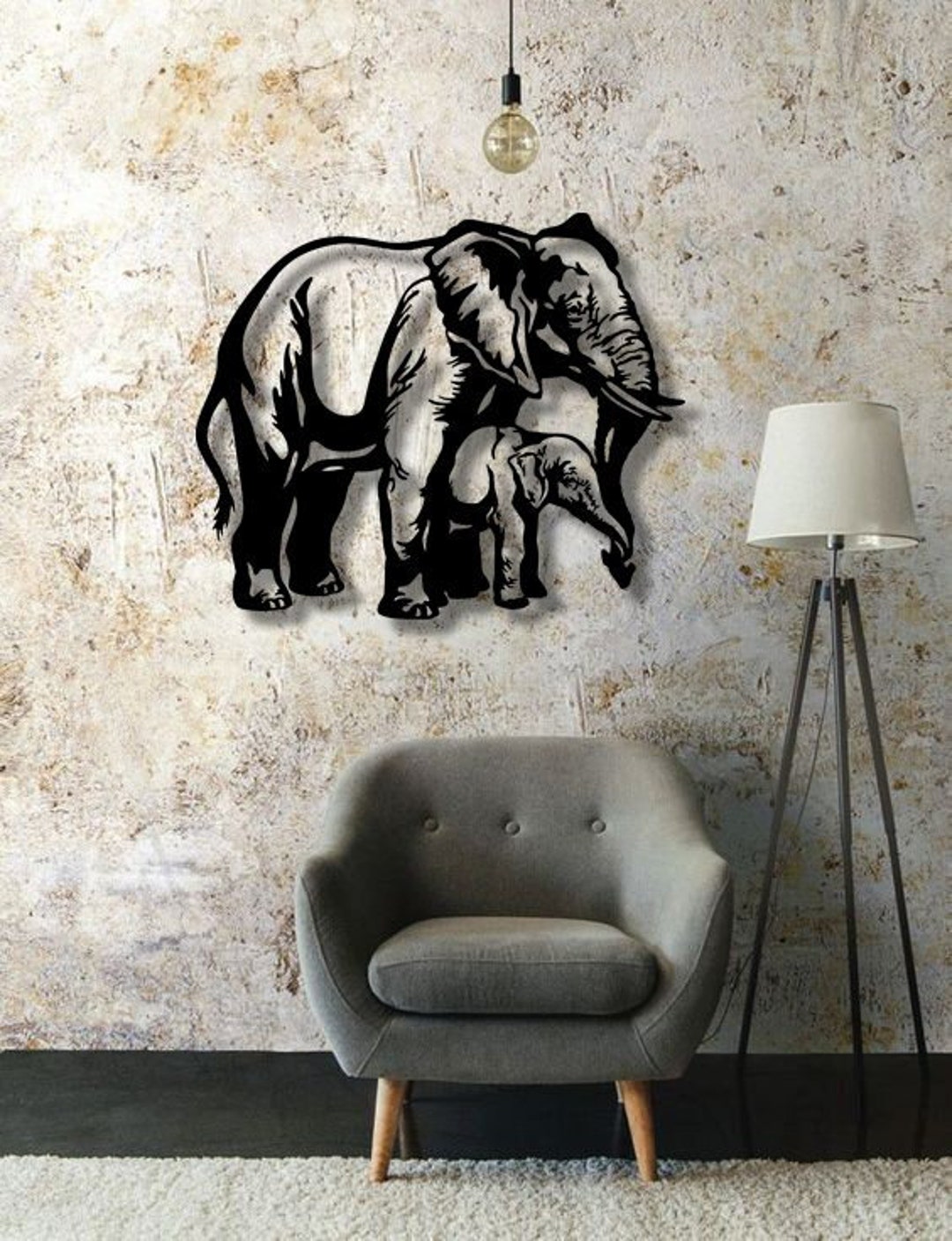Metal Elephant Wall Decor, Elephant Family Art, Metal Wall Art ...