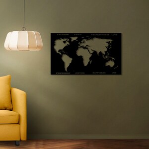 World Map, Metal Wall Art, Metal World Map, Wall Decor, World Map ...