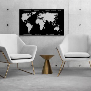 World Map, Metal Wall Art, Metal World Map, Wall Decor, World Map ...