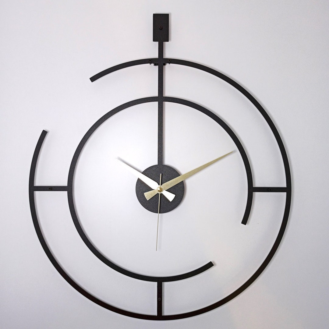Handmade Modern Metal Wall Clock: Large Silent Numbered Clock - Etsy