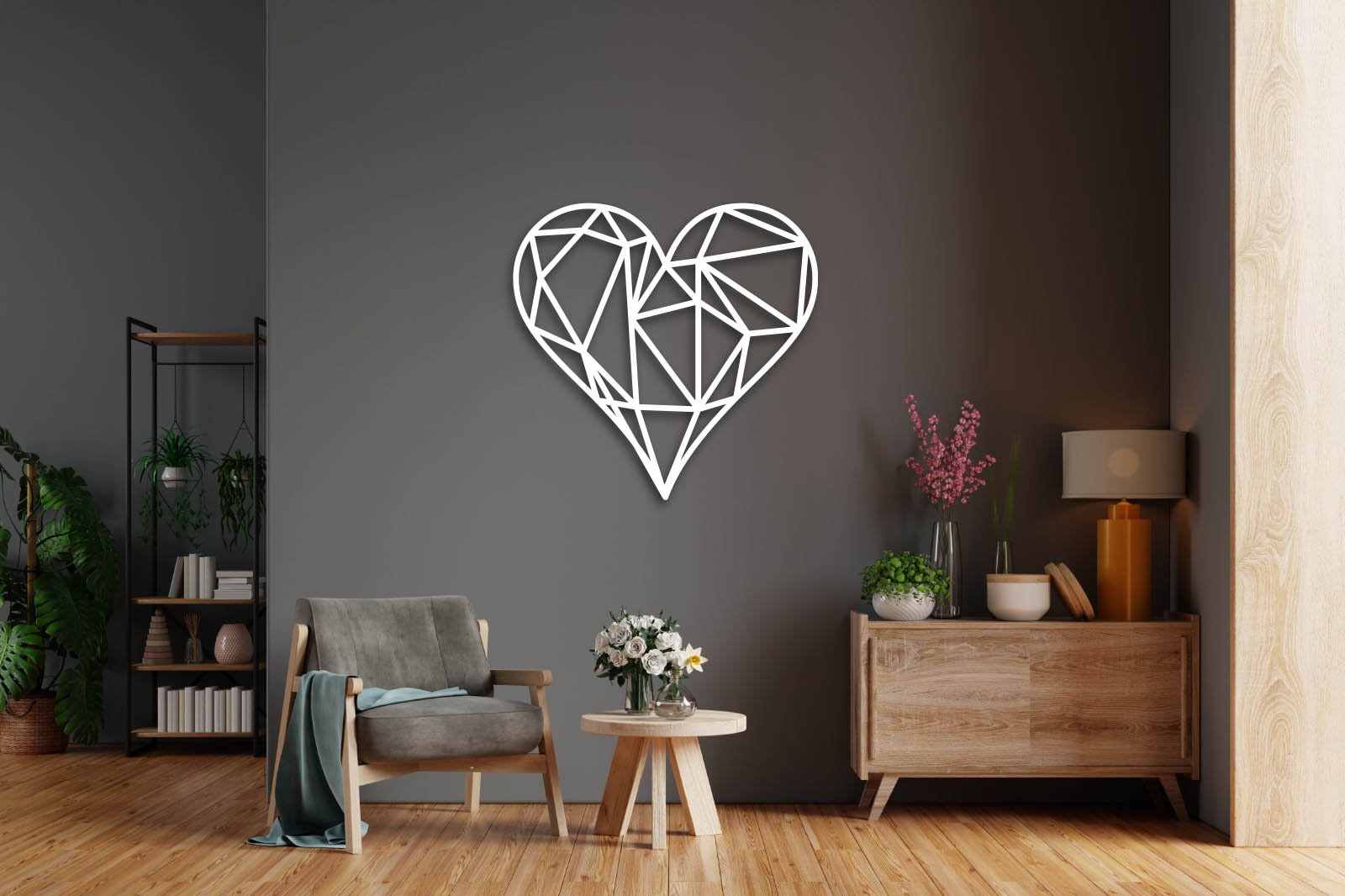 Geometric Heart Metal Wall Art: Modern Steel Decoration - Etsy