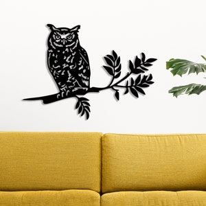 Owl Metal Wall Art: Night Bird Silhouette Wall Decor - Etsy