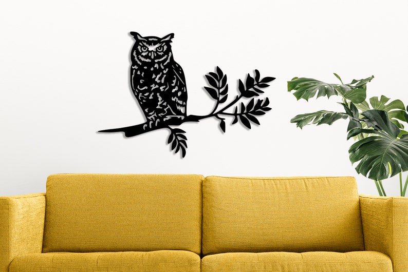 Owl Metal Wall Art: Night Bird Silhouette Wall Decor - Etsy