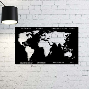 World Map, Metal Wall Art, Metal World Map, Wall Decor, World Map ...