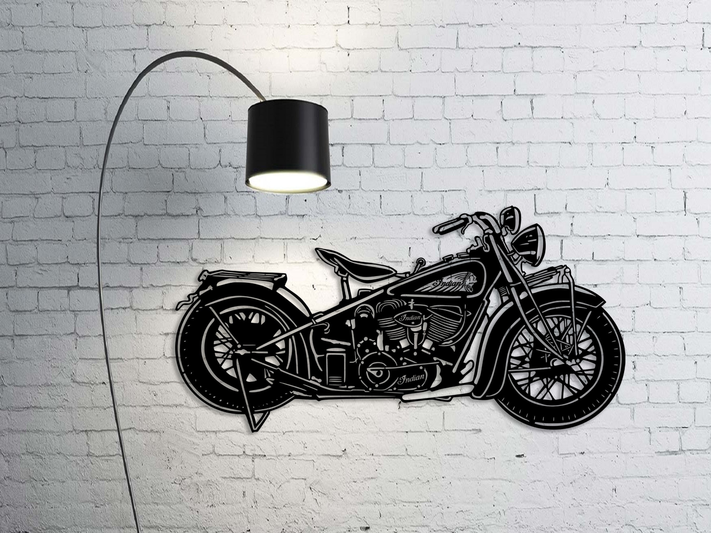 Old School Motorcycle Metal Wall Art: Garage Man Cave Decor - Etsy