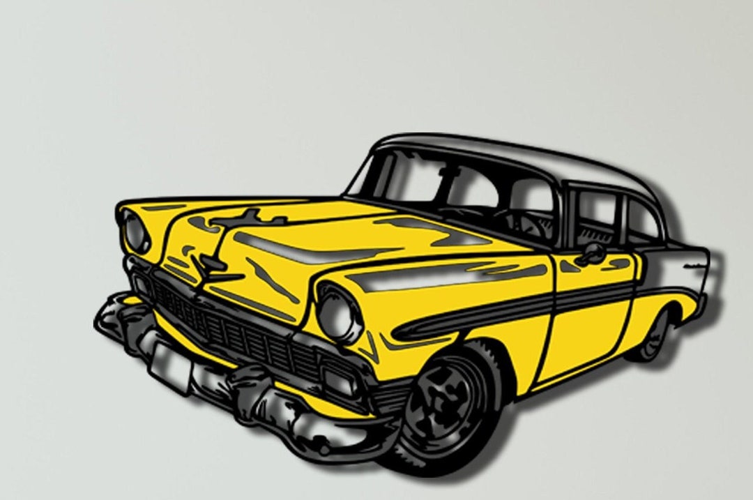 Colorful Chevrolet, Garage Decor, Classic Car, Metal Car Wall Art ...