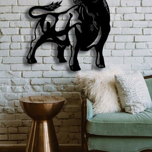 Metal Bull Wall Decor, Bull Metal Wall Art, Spiritual Decor, Wildlife ...