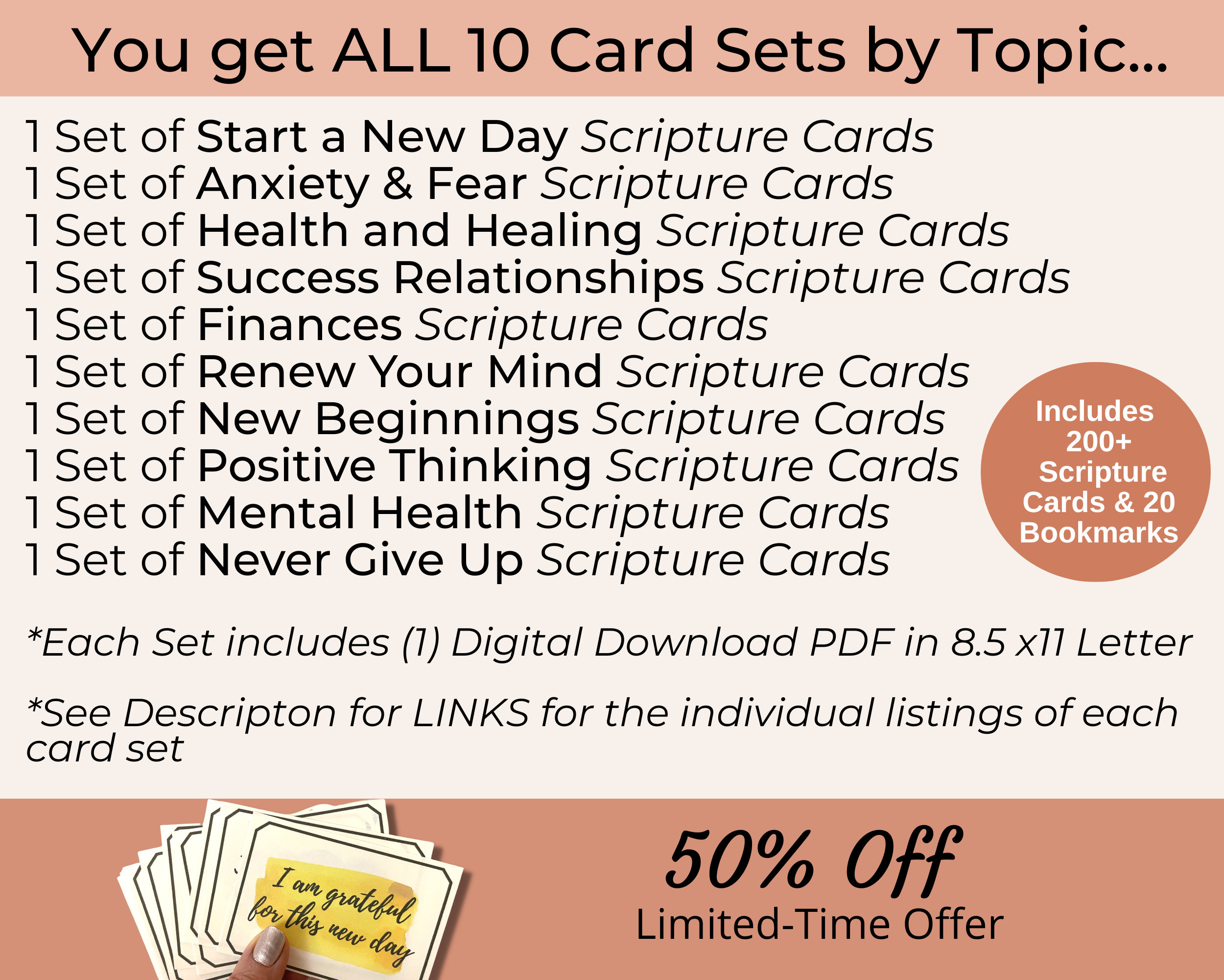 10 Sets Scripture Cards Christian Bible Verse Affirmation - Etsy