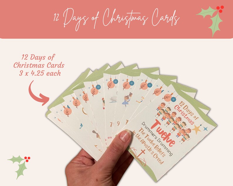12 Days of Christmas Song Twelve Printable Cards Tags - Etsy