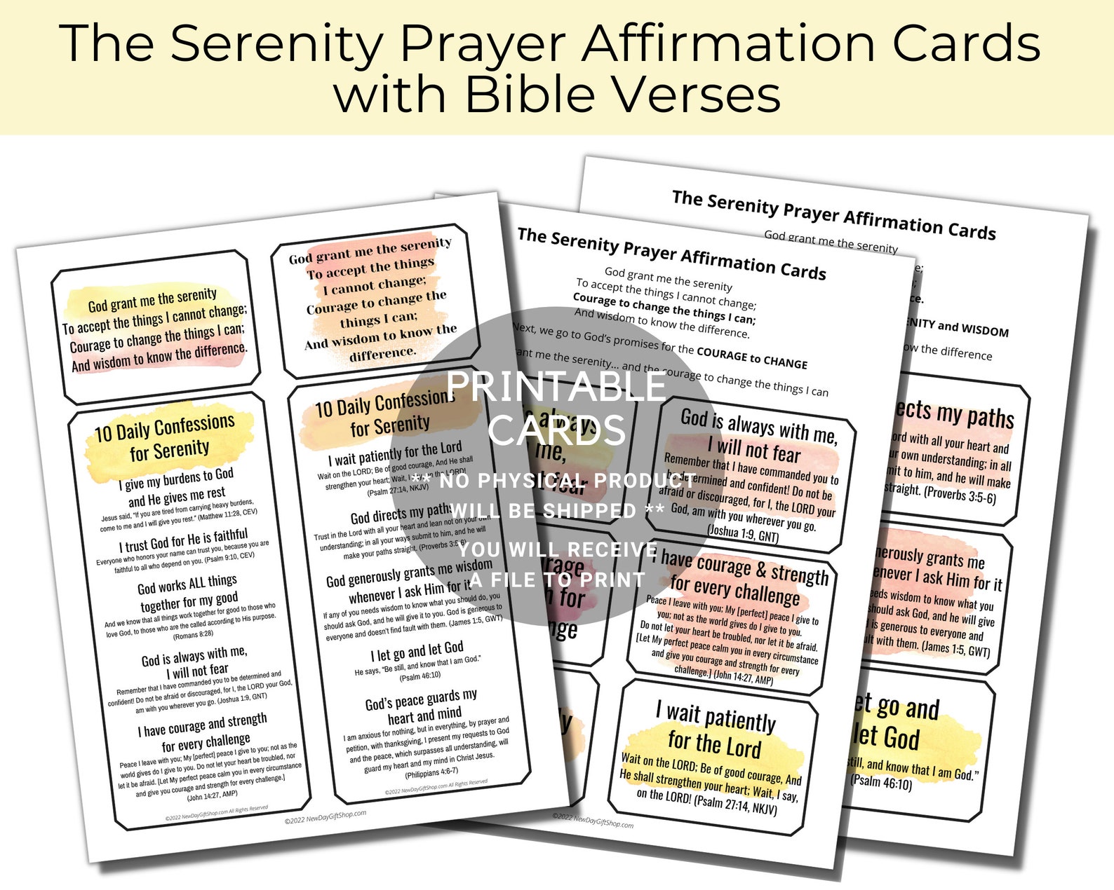 22 Serenity Printable Prayer Pocket Cards - 12 Step Program AA NA ...