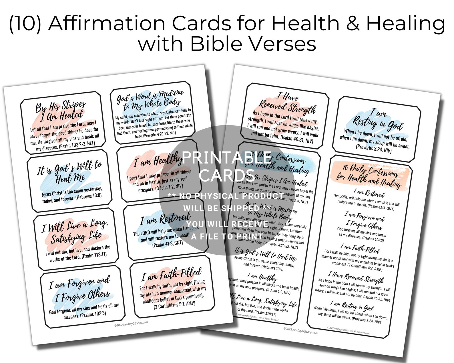 Daily Affirmation Cards With Bible Verses Scripture Cards Printable ...