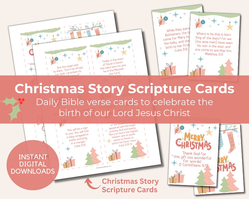 28 Christmas Story Scripture Cards Printable - Etsy