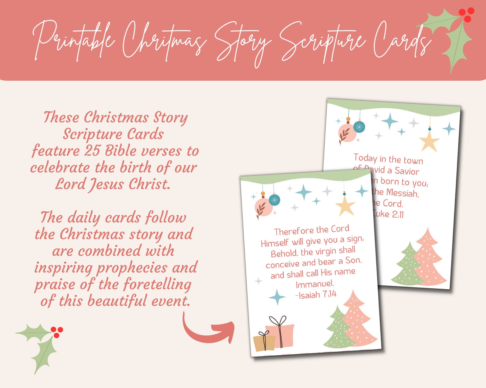 28 Christmas Story Scripture Cards Printable - Etsy