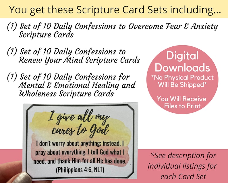 Mental Wellness Scripture Card Bundle: Anxiety, Healing, Renew Mind ...
