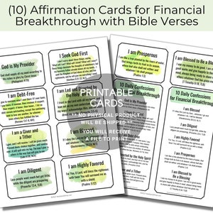 Printable Scripture Affirmation Cards: Financial Breakthrough (digital ...