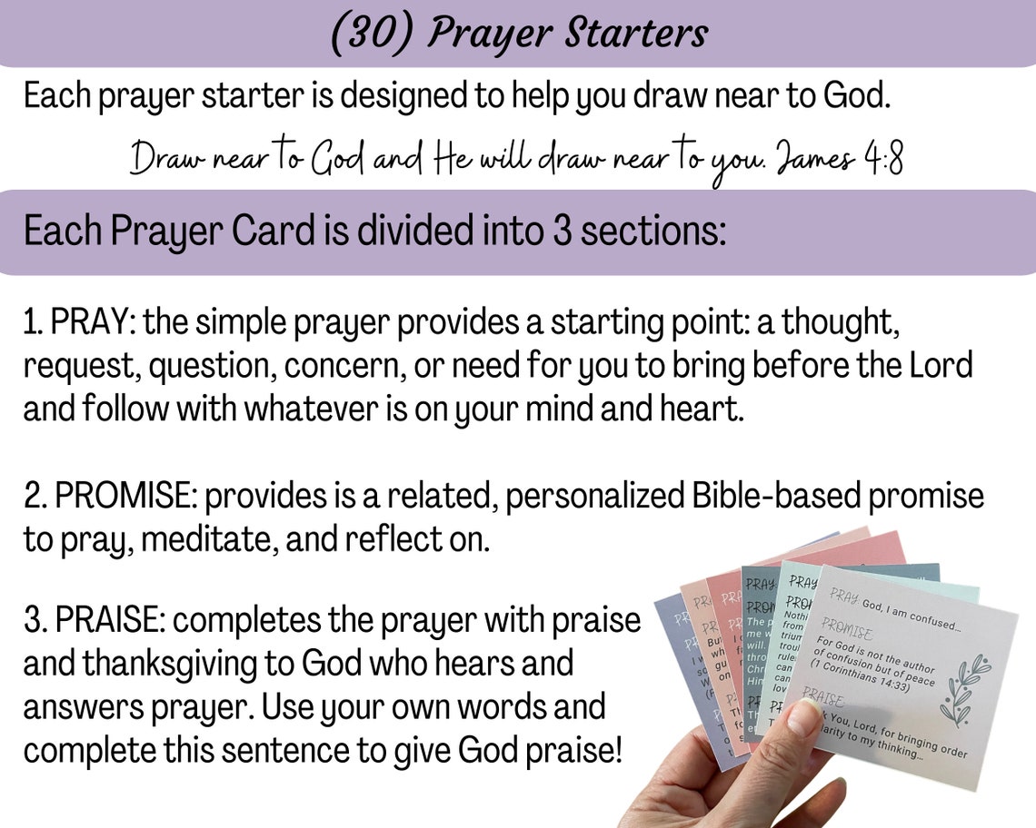 Prayer Cards Printable Christian Prayer Starters With Bible - Etsy