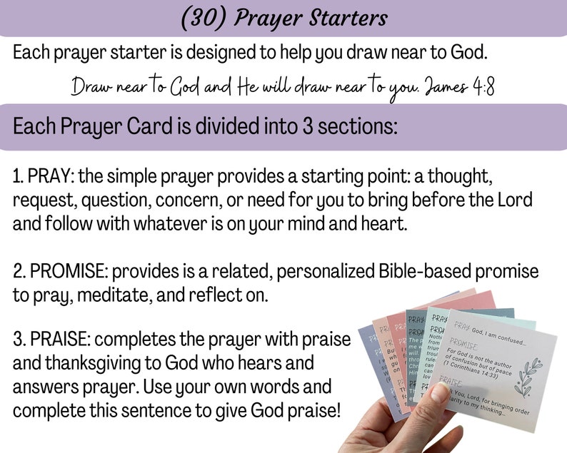 Prayer Cards Printable – Christian Prayer Starters With Bible Verses ...