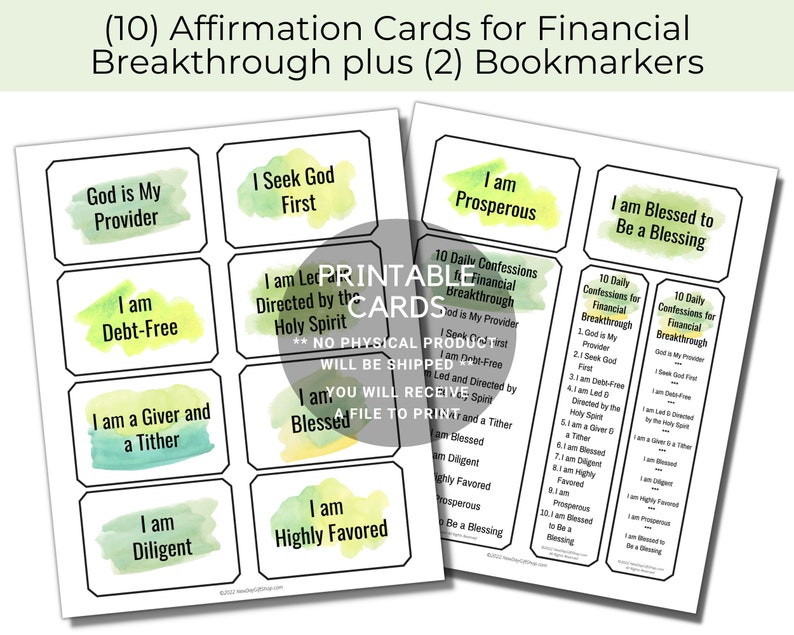 Printable Scripture Affirmation Cards: Financial Breakthrough (digital ...