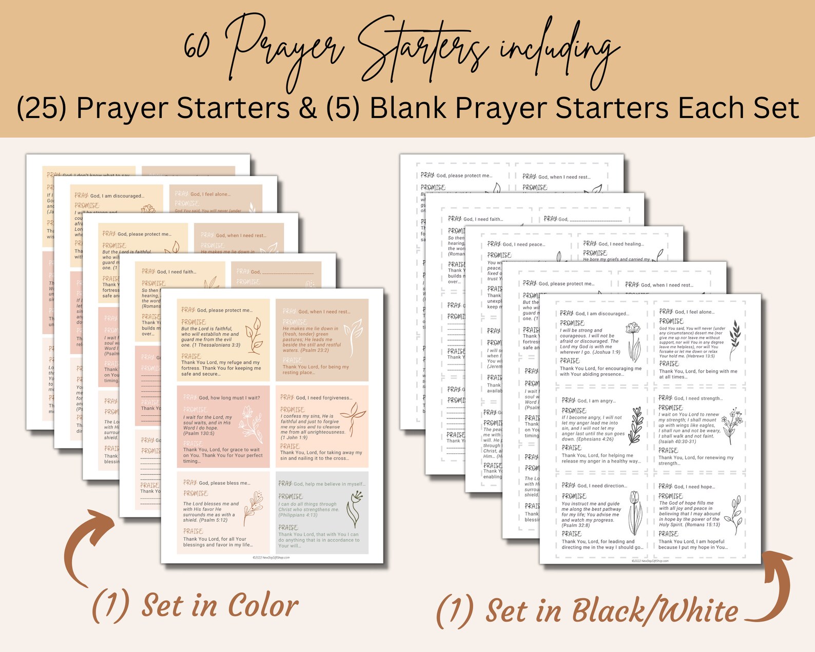 Boho Mini Prayer Cards, Calm Prayer Card Bundle, Printable Digital ...