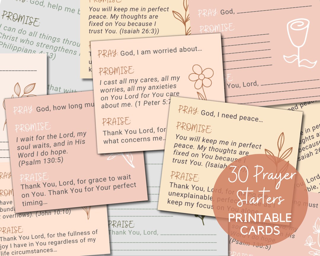Prayer Starter Cards With Bible Verses: Pastel Mini Printable (PDF) - Etsy
