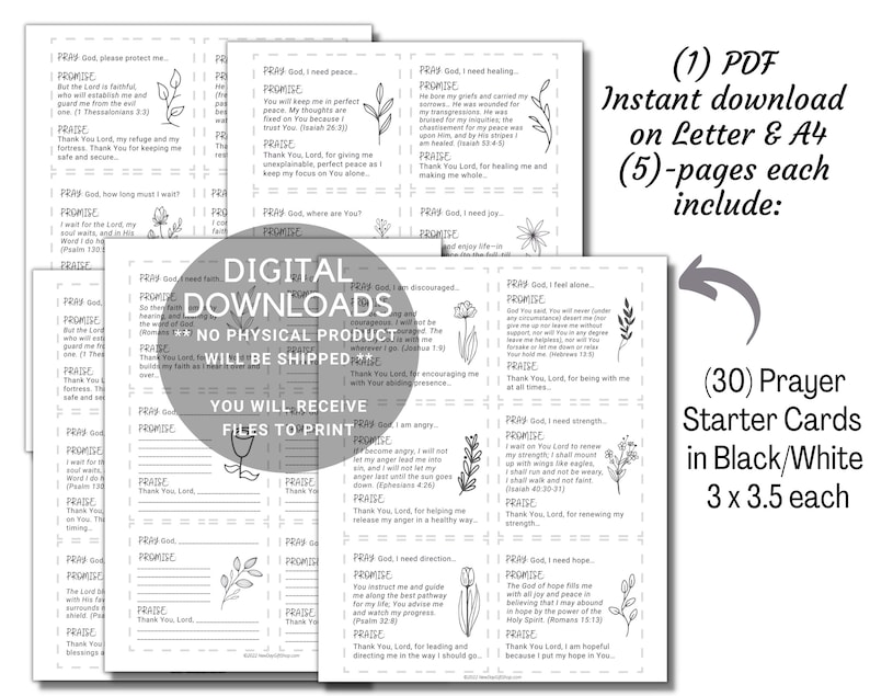 Prayer Cards Printable – Christian Prayer Starters With Bible Verses ...