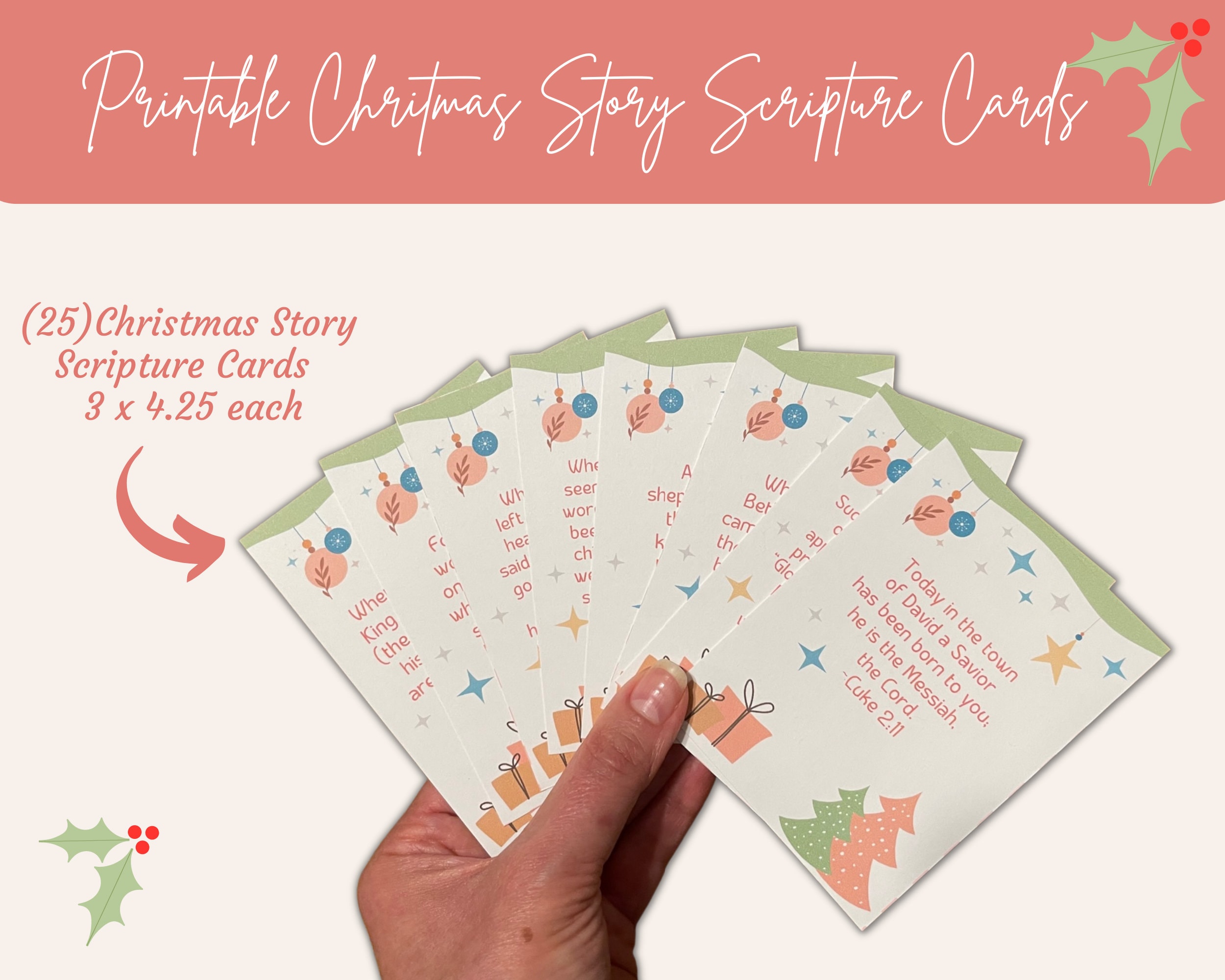 28 Christmas Story Scripture Cards Printable - Etsy
