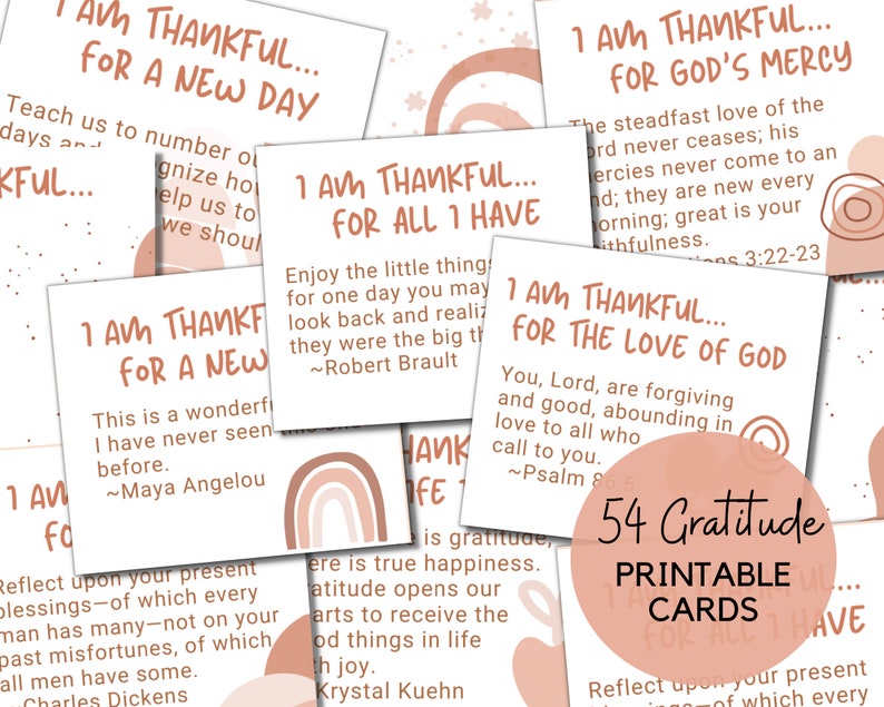 Printable Thanksgiving Gratitude BOHO Affirmation Cards With Quotes ...