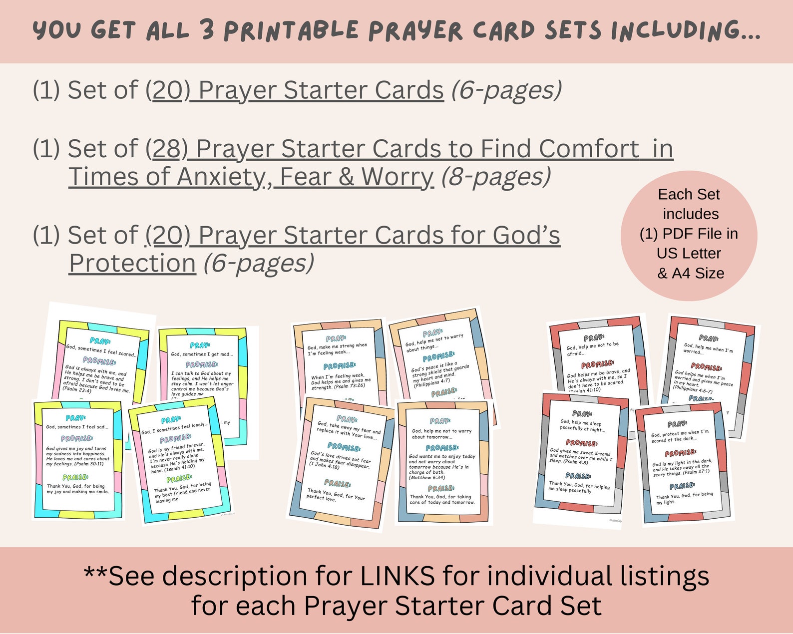 Kids Prayer Cards Set, Scripture Cards for Kids - Sunday School Bible ...