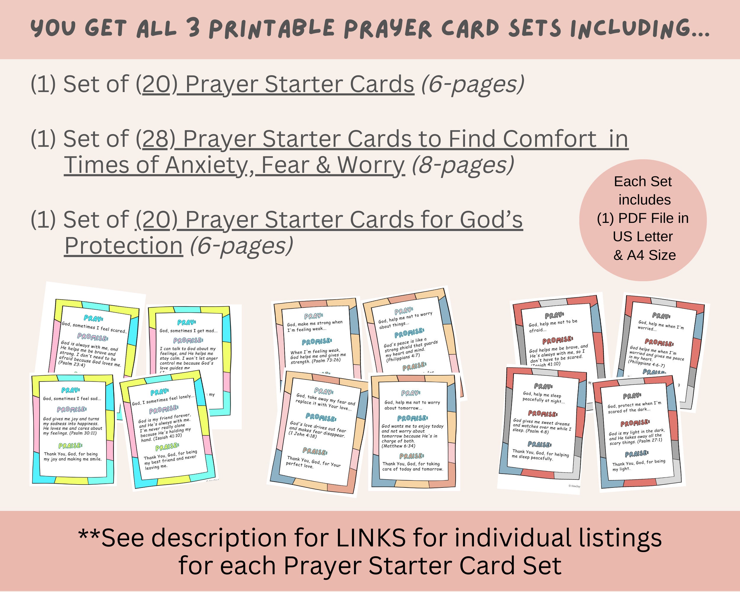 Kids Prayer Cards Set, Scripture Cards for Kids - Sunday School Bible ...