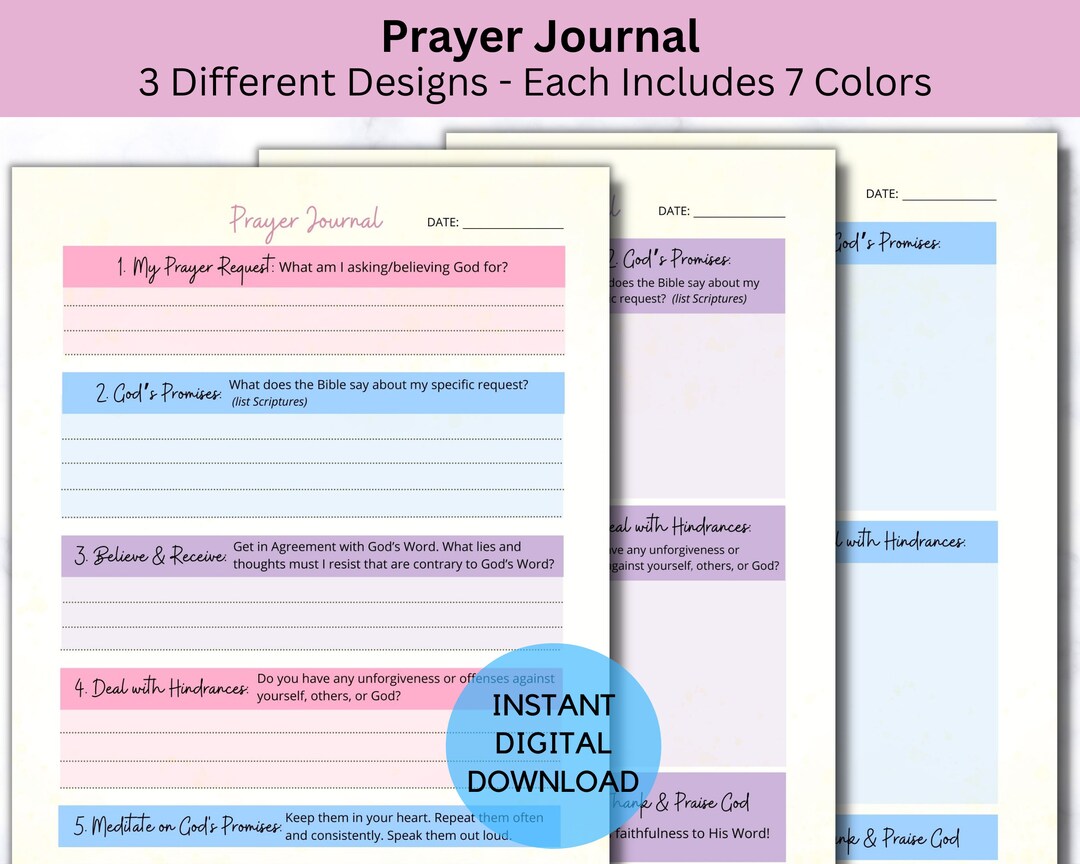 Prayer Journal Bible Study Planner Printable Christian - Etsy