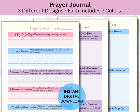 Prayer Journal Bible Study Planner Printable Christian - Etsy