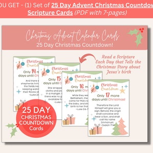 25 Days Advent Countdown, 28 Christmas Story Cards, 12 Days of ...