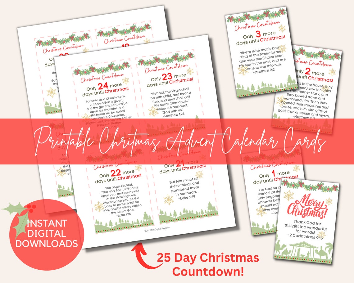 25 Days of Advent Calendar Christmas Countdown Bible Verse - Etsy