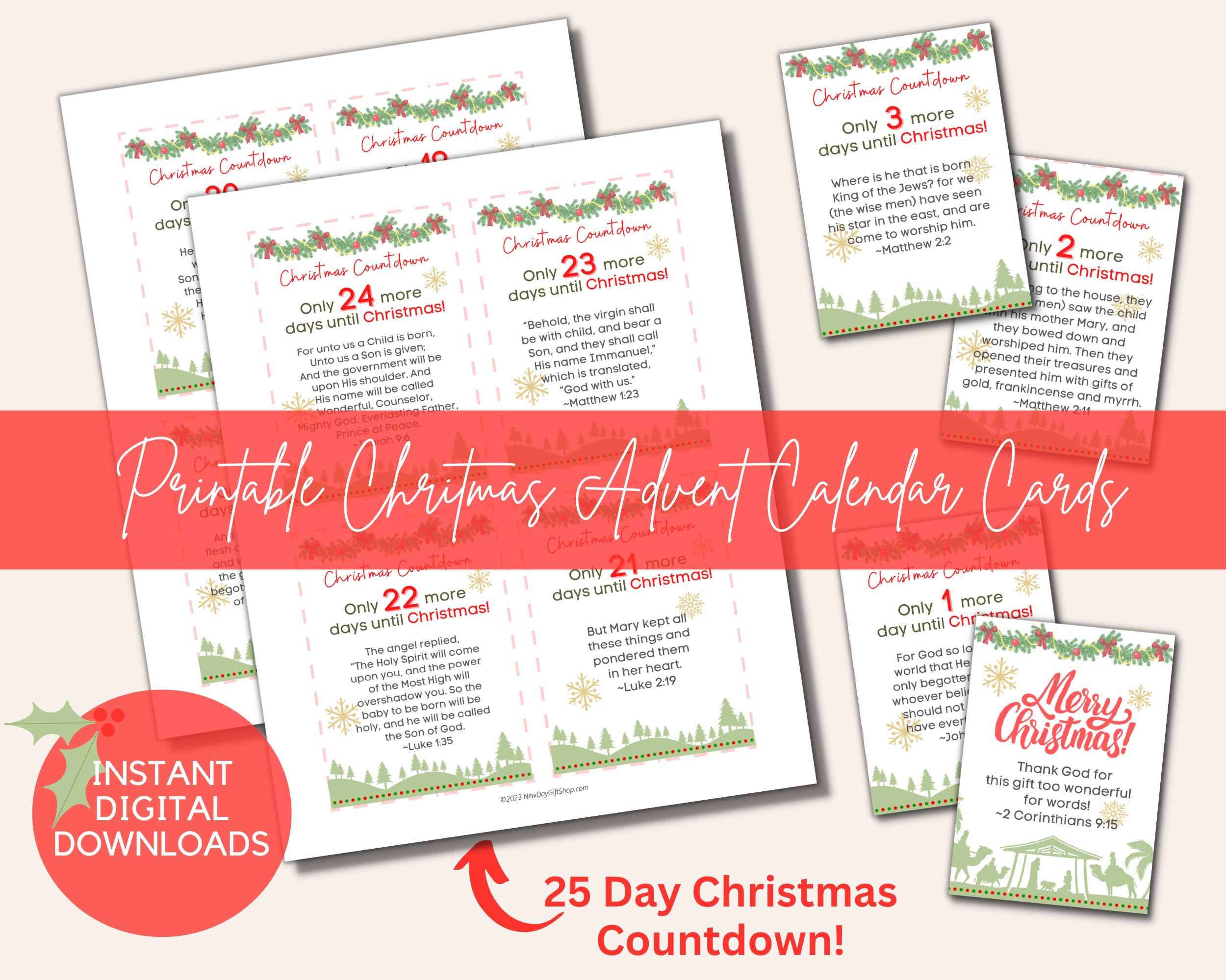 25 Days of Advent Calendar Christmas Countdown Bible Verse - Etsy