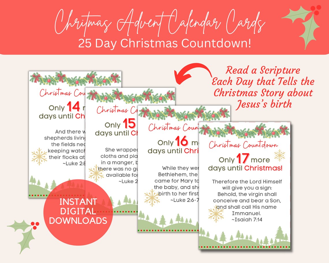 25 Days of Advent Calendar Christmas Countdown Bible Verse - Etsy