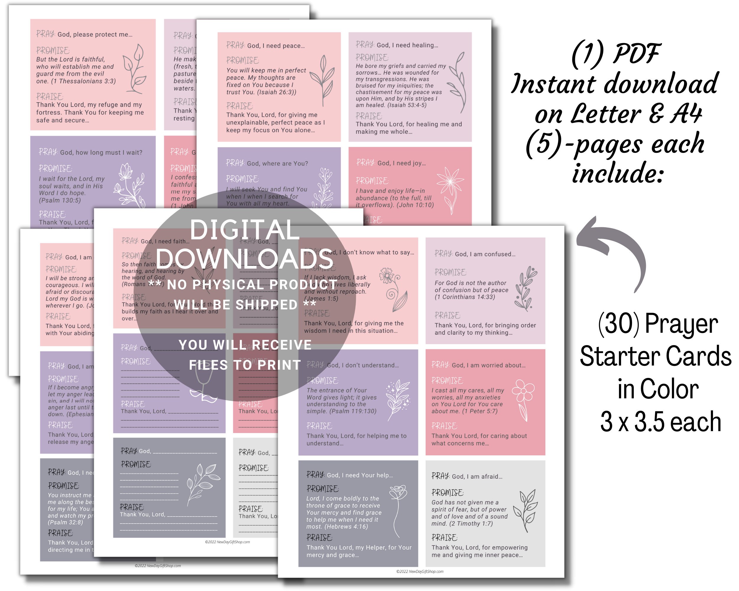 Prayer Cards Printable – Christian Prayer Starters With Bible Verses ...