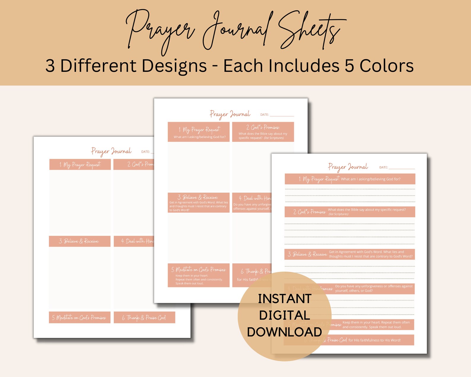 Prayer Journal Sheets Printable Digital Download - Etsy